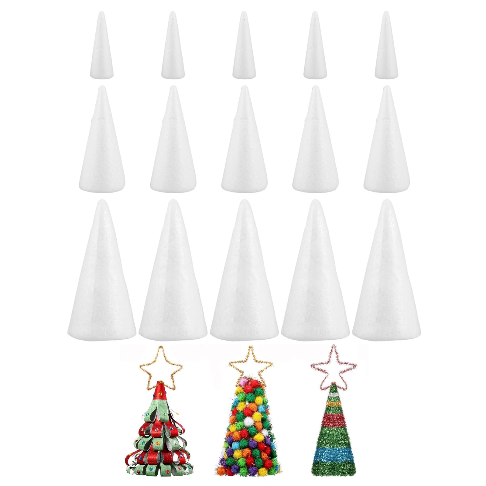Amazon.com: FOMIYES Foam Tree Cones: 15 Pack Craft Foam Cones White ...