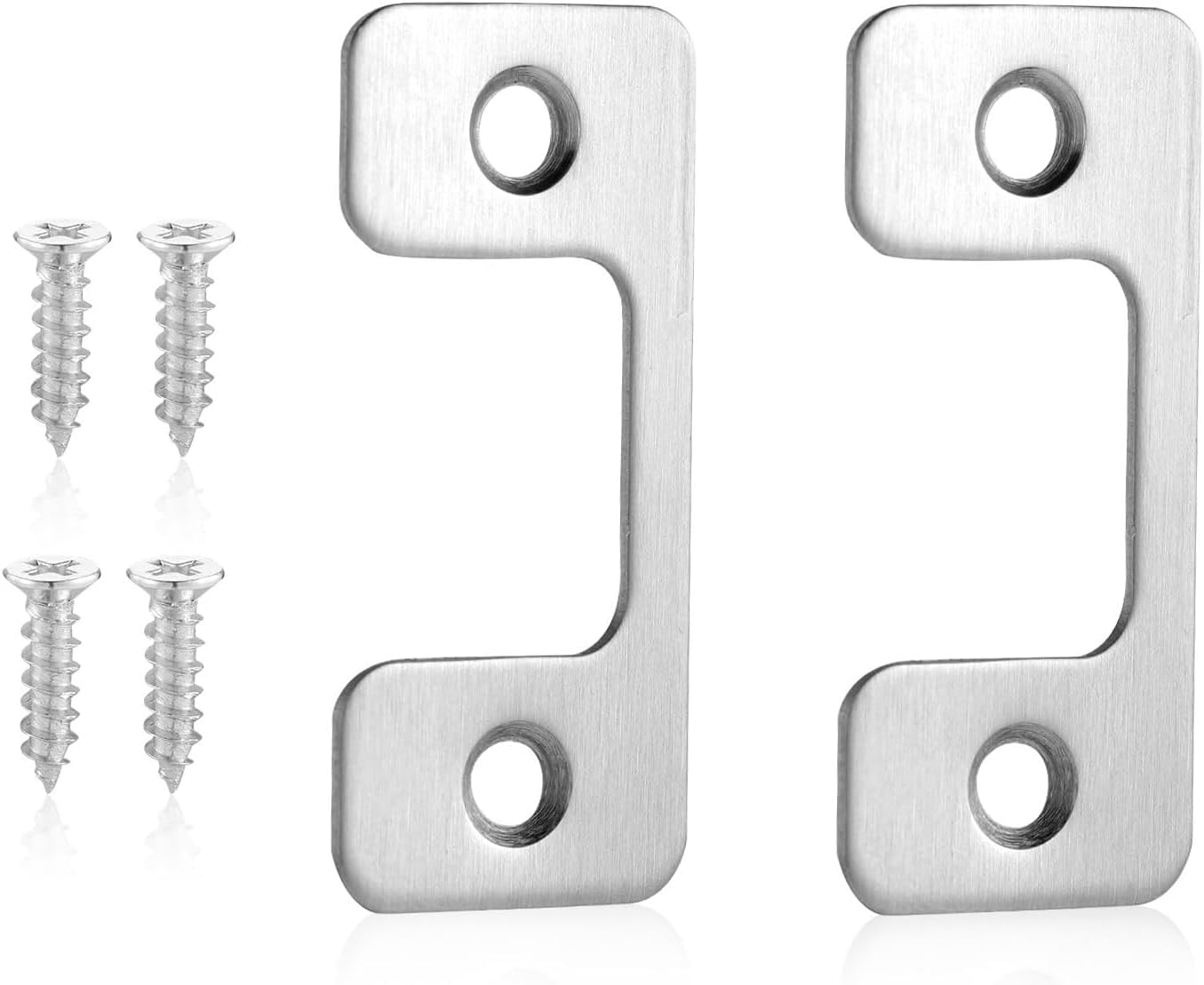 2 Pcs Silver Security Strike Plates for Exterior Doors, 2.25x1" Large ...