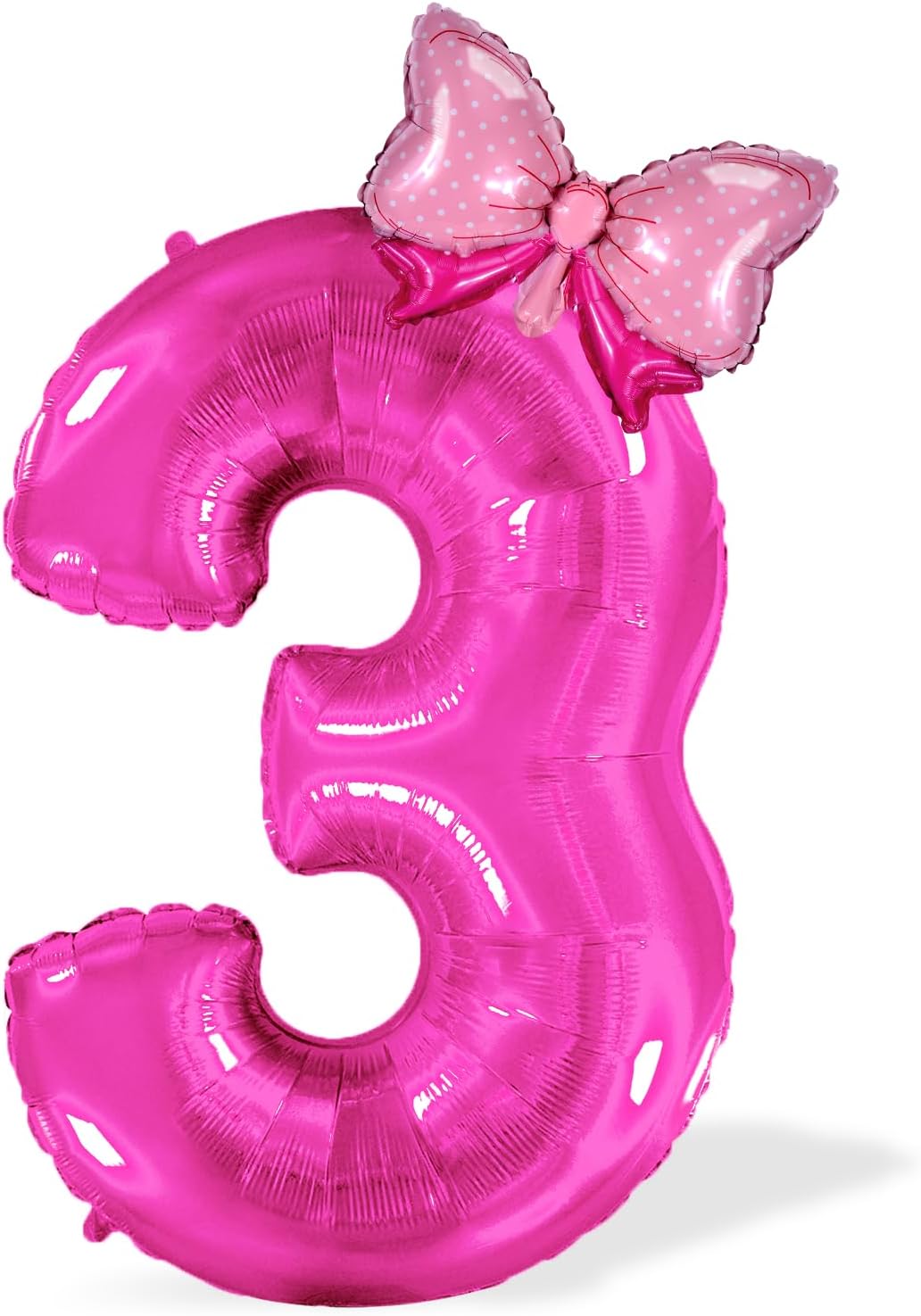 Amazon.com: Cadeya Bow Number 3 Birthday Balloons, 40” Hot Pink ...