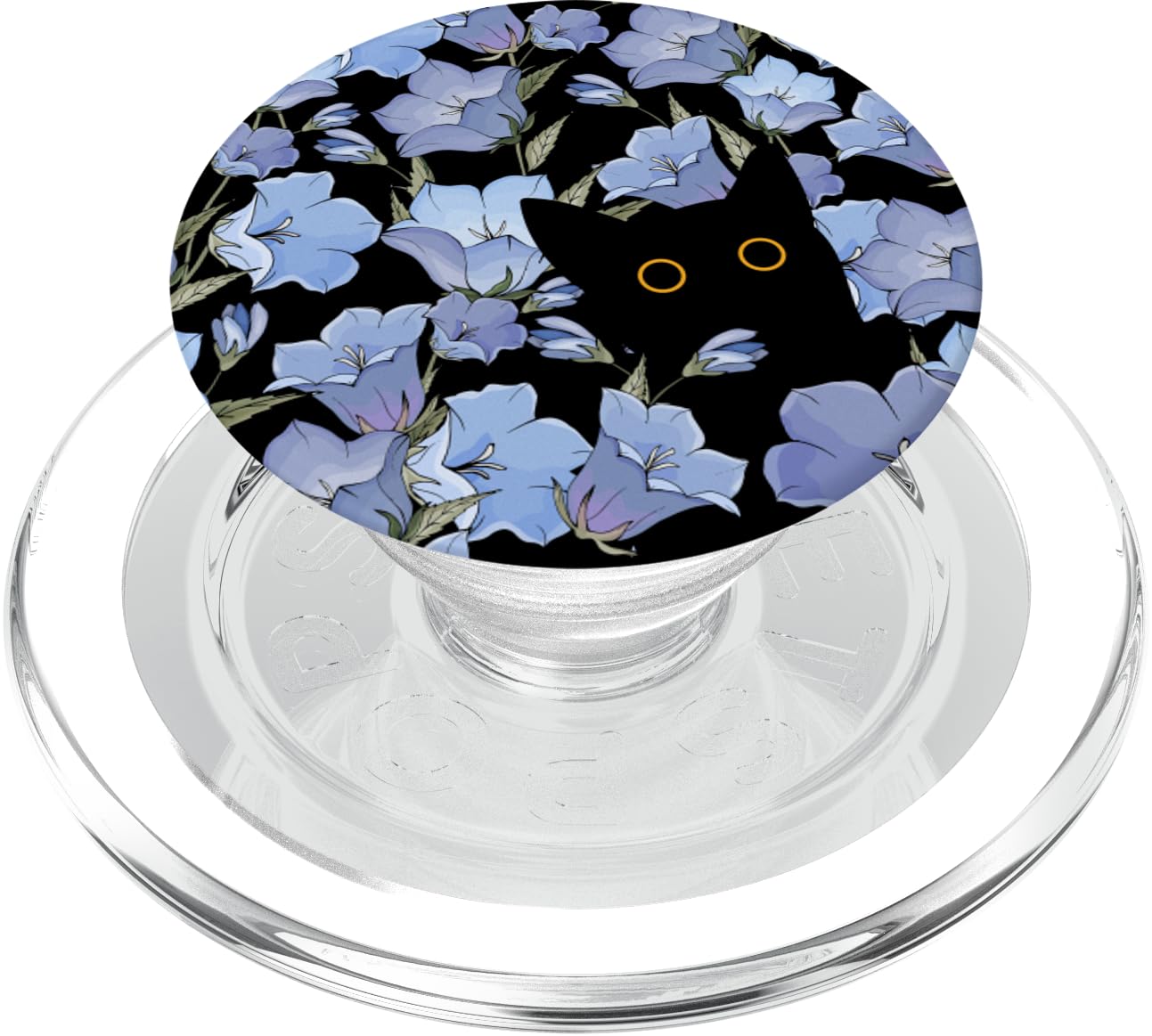 Amazon.com: Cute Black Cat Hidding In Blue Bells Flower PopSockets ...