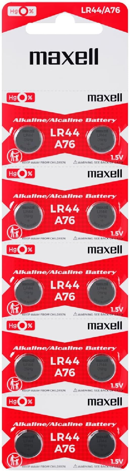 Amazon.com: Maxell LR44 (A76) Batteries, 10 Count (775011) : Health & Household