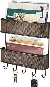 Amazon.com: mDesign Mail Organizer Wall Mount 2-Tier Storage Sorter ...