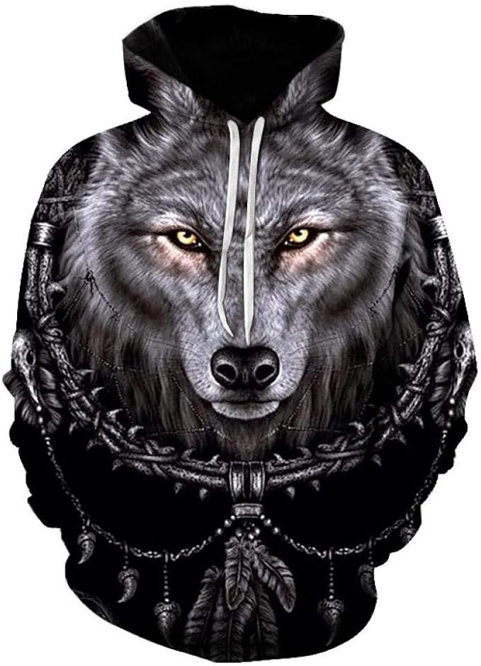 Pull à Capuche tête de Loup à col Veste de Pull pour Hommes Pull à ...