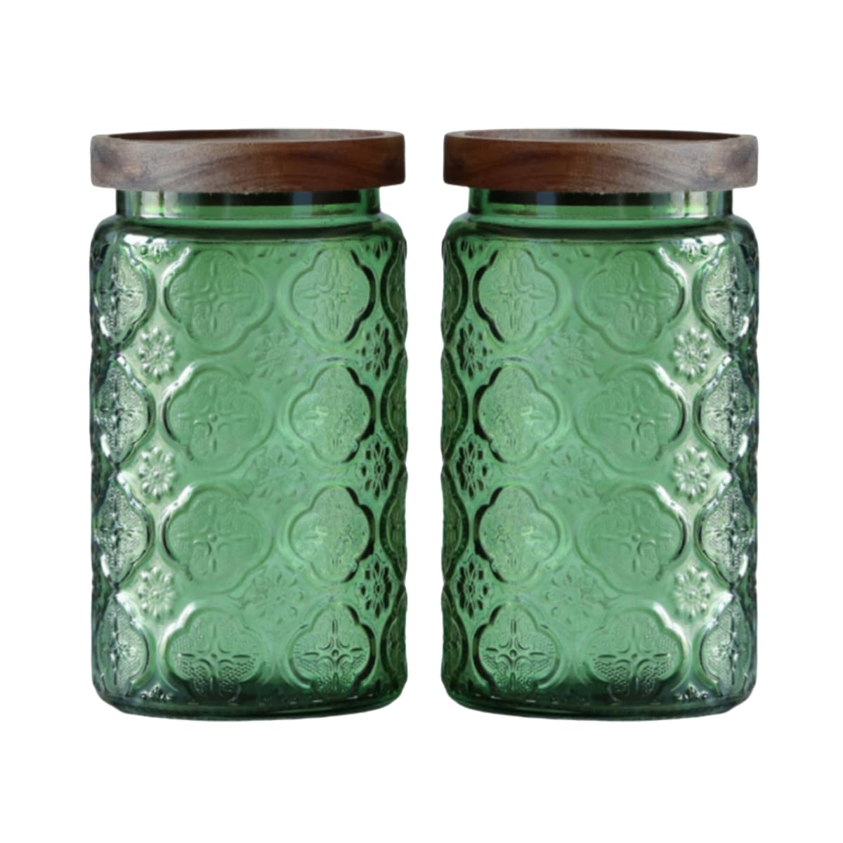 Amazon.com: ANSQU Set of 2 Vintage Glass Storage Containers, Green ...