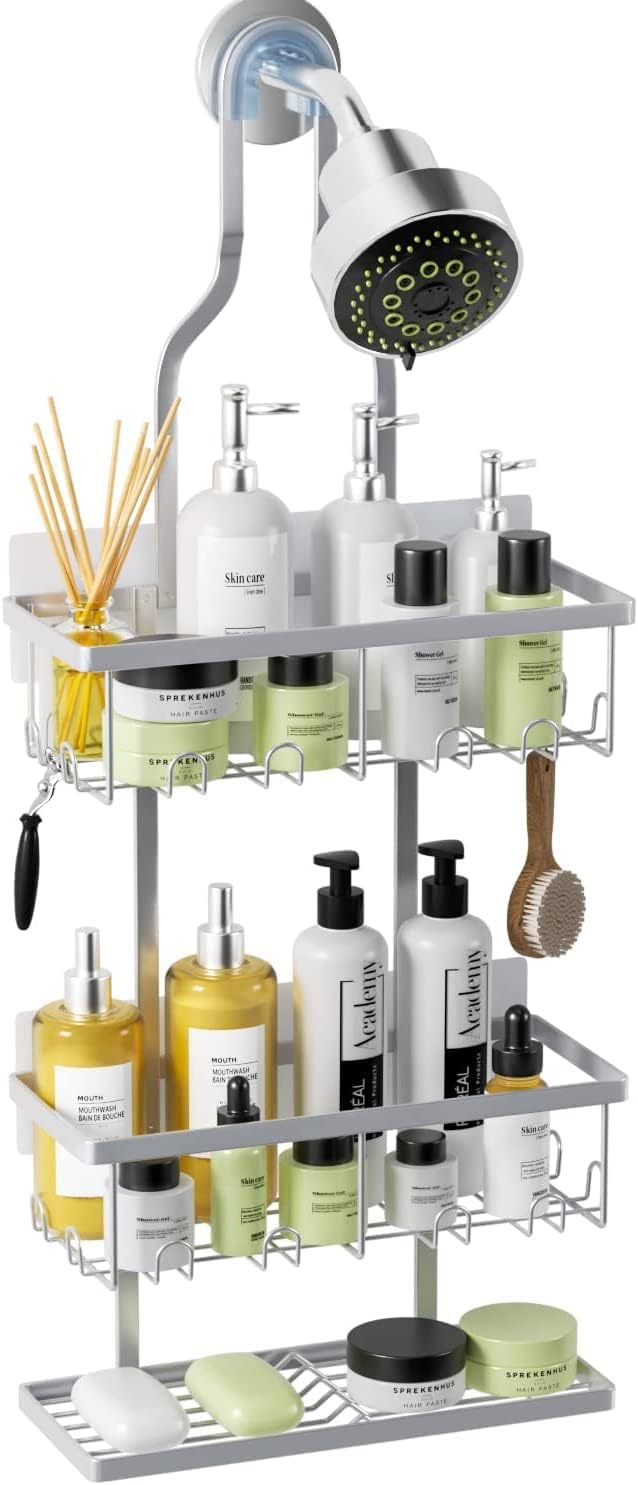 Amazon.com: AHNR Bathroom Hanging Shower Caddy Over Shower Head ...