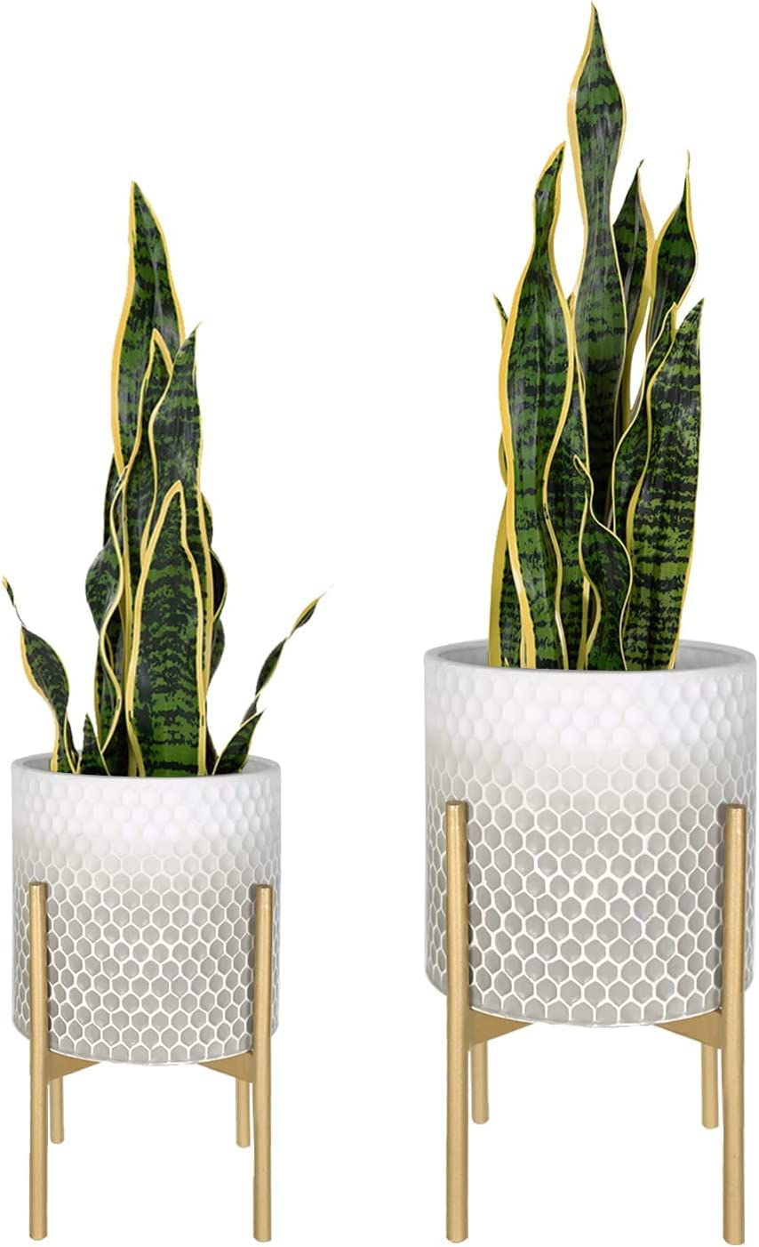 NU INVENTION Metal Planters, 8 & 10 inch Modern Decorative Planters for ...