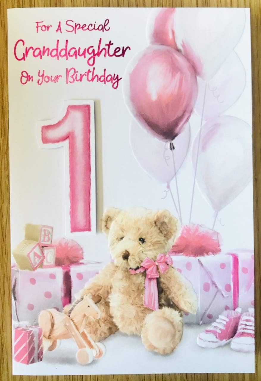 Granddaughter 1st Birthday Card Age 1 with Full Colour Insert & Verse ...