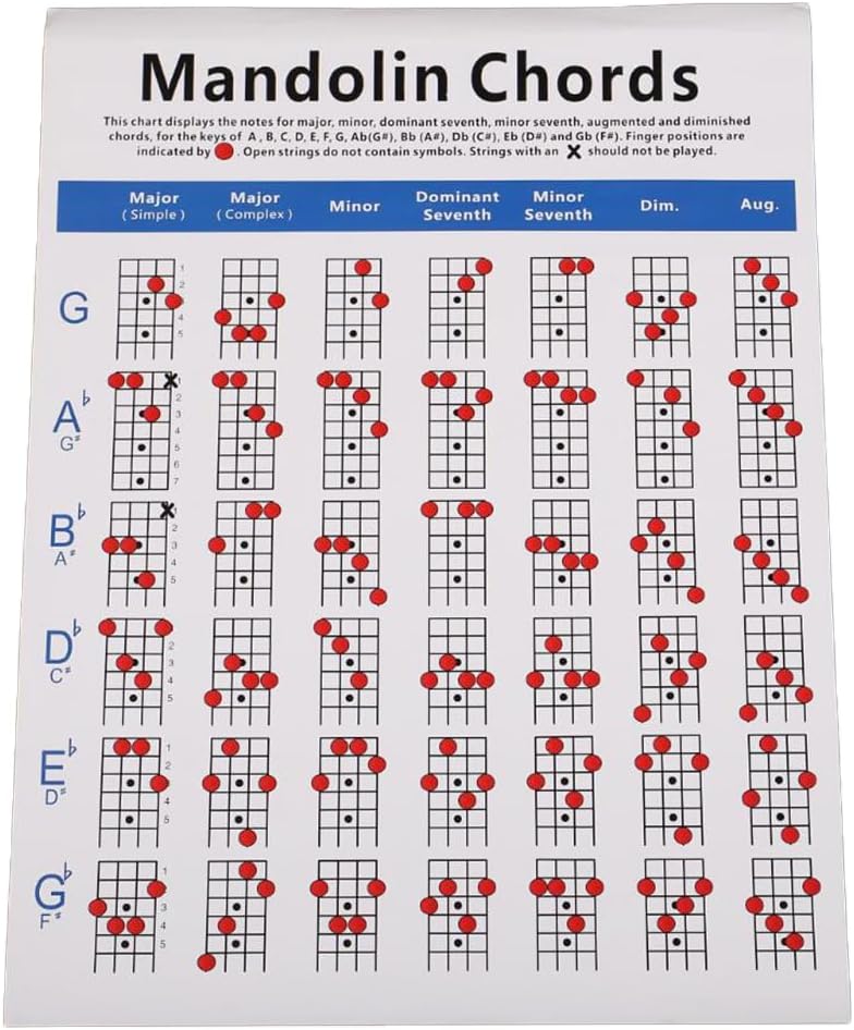 Amazon.com: 1Pc Mandolin Chord Chart, Durable Practice Chart Mandolin ...