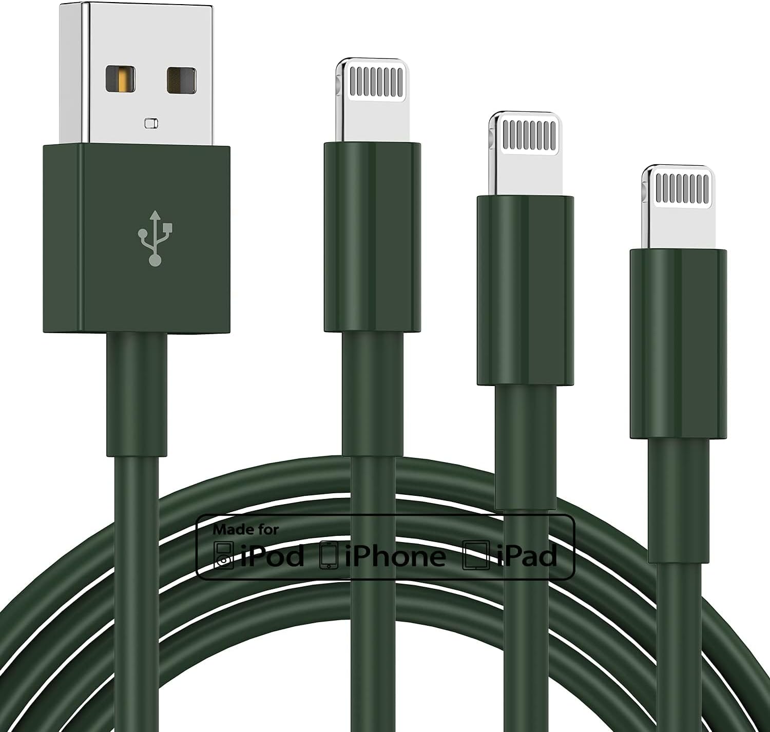 Amazon.com: 3 Pack Apple MFi Certified Charger Cable 6Ft, Lightning to ...