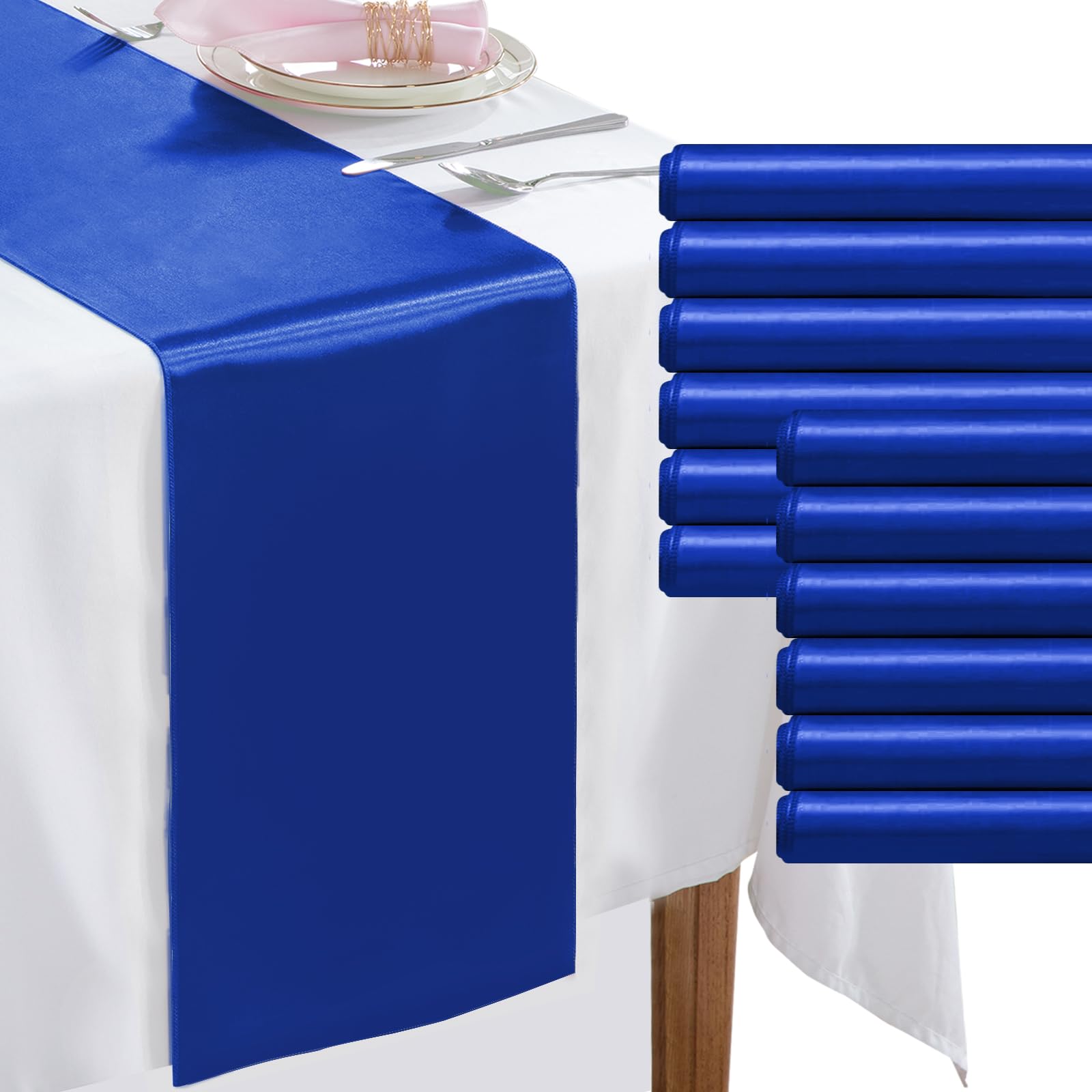 Amazon.com: KKJIAF 12 Pack Royal Blue Table Runners 12 x 108 Inch ...
