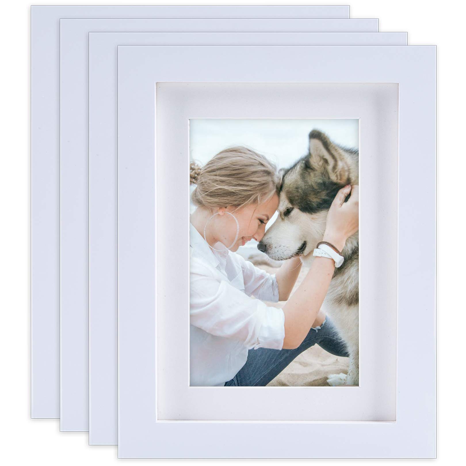 Buy AEVETE 5x7 Picture Frames White (4 Pack) Made of Natural Solid Wood ...