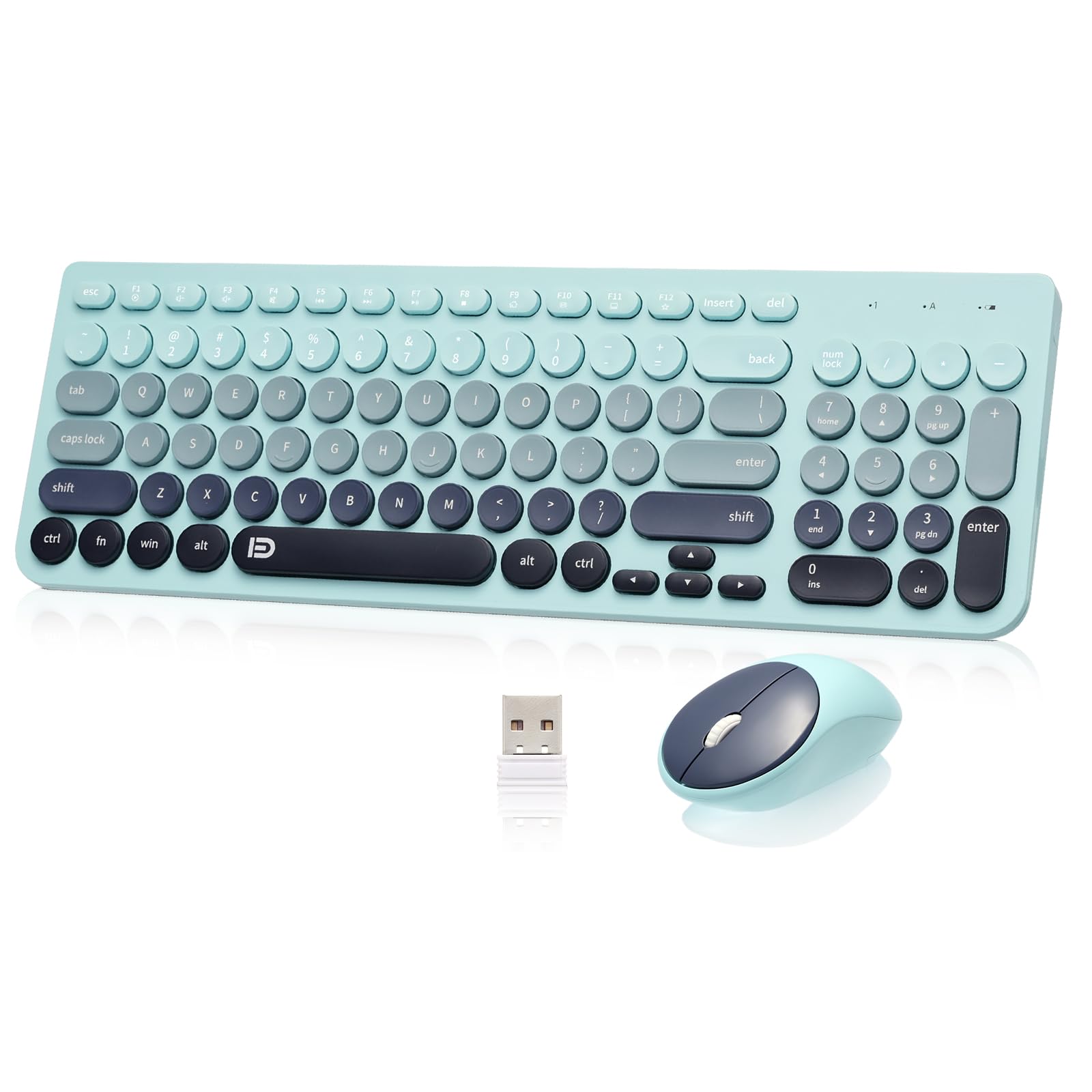iK6632 Wireless Keyboard and Mouse Set, Retro Typewriter Keyboard with ...