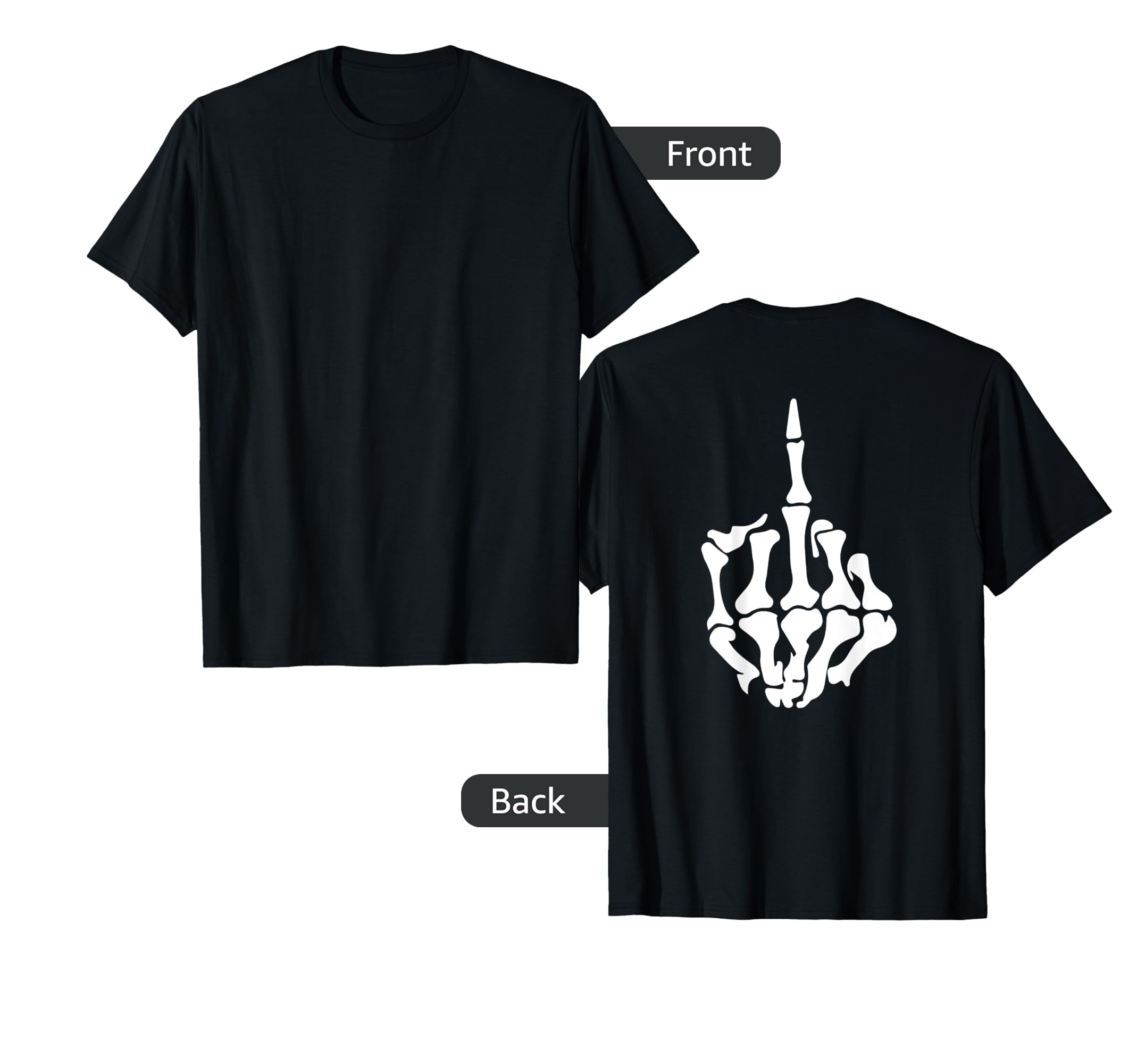 Amazon.com: Offensive Rude Biker Skeleton Middle Finger Back Print T ...