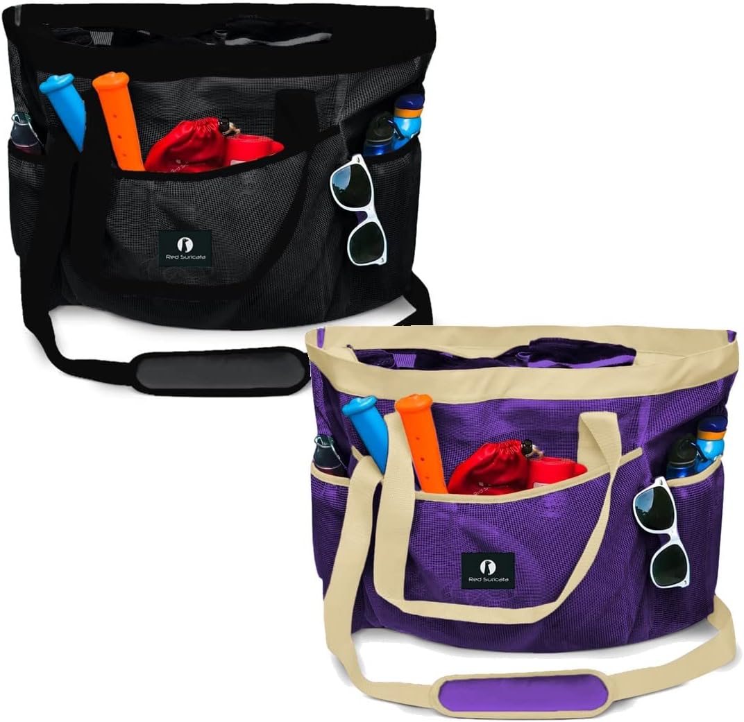 Amazon.com: Red Suricata duo XL Mesh Beach Bag bundle - Black/Black ...