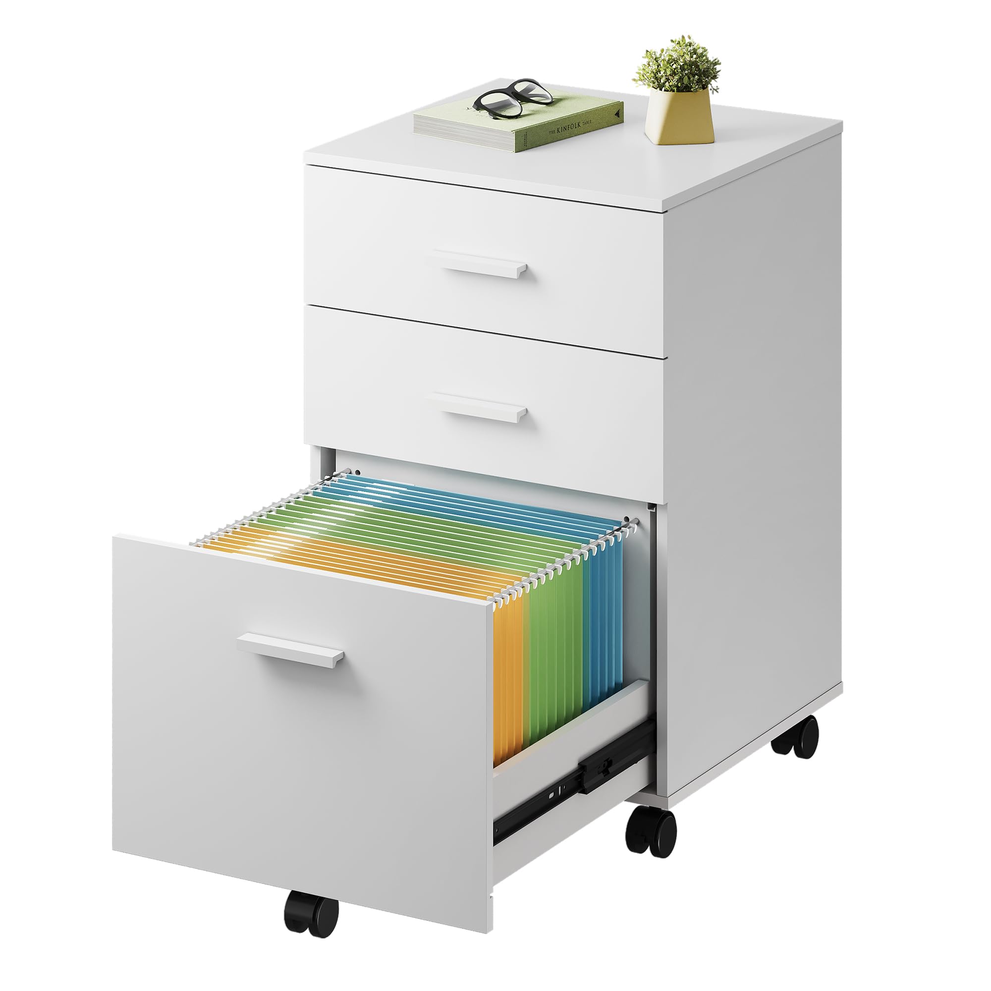 Snapklik.com : DEVAISE 3 Drawer Wood Mobile File Cabinet