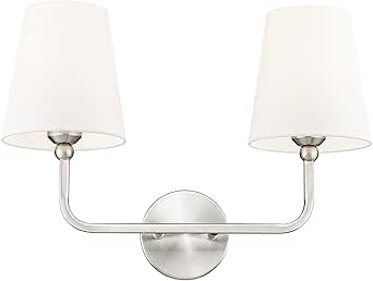 METWET 2-Light Bathroom Light Fixtures, Brushed Nickel Vanity Lights, Double Wall Sconce with ...