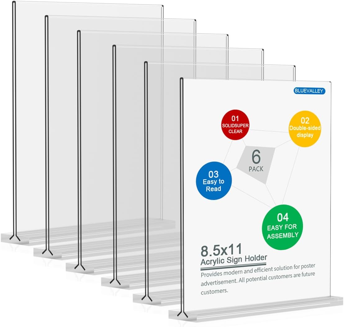 Amazon.com: BlueValley Acrylic Sign Holder 8.5x11 Inches, Double Sided ...