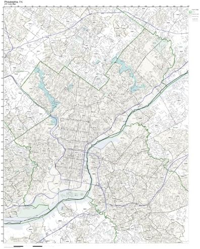 Amazon.com: Working Maps Zip Code Wall Map of Philadelphia, PA Zip Code ...