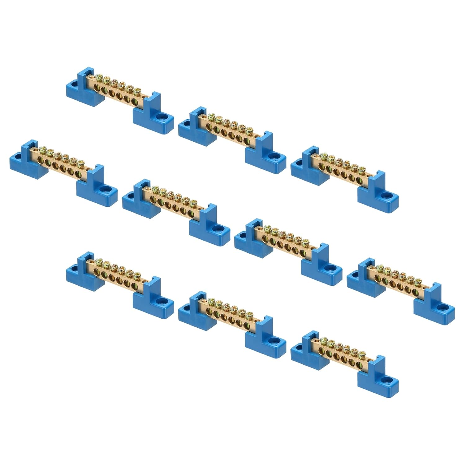 MECCANIXITY 10 Pcs Ground Bus Bar Terminal Grounding Bar Brass 6 ...
