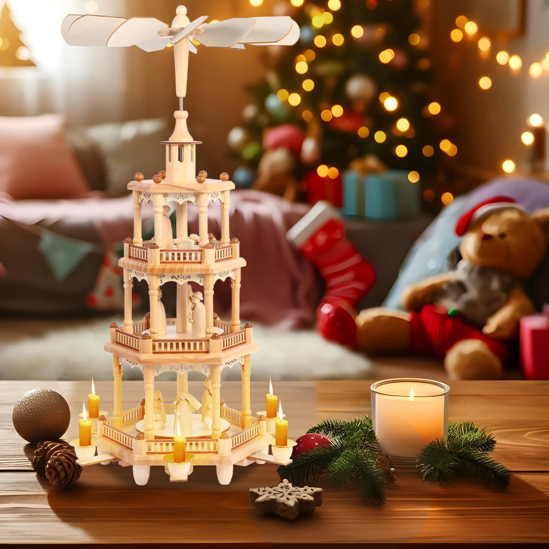 German Christmas Decor Christmas Rotating 24" German Christmas Pyramid ...