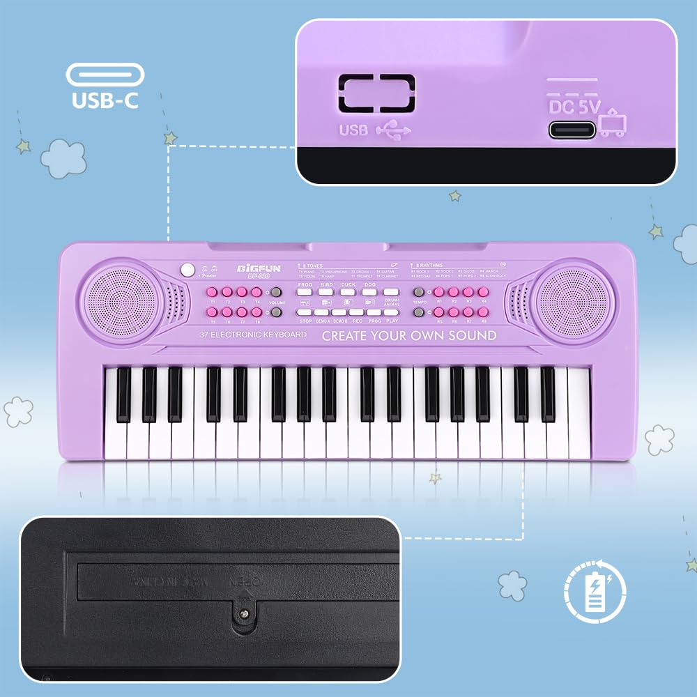 Snapklik.com : Keyboard Piano For Kids, BIGFUN 37 Keys Toddler Piano ...