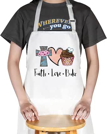 Amazon.com: WZMPA Christian Aprons With Pockets Religious Baking Apron ...