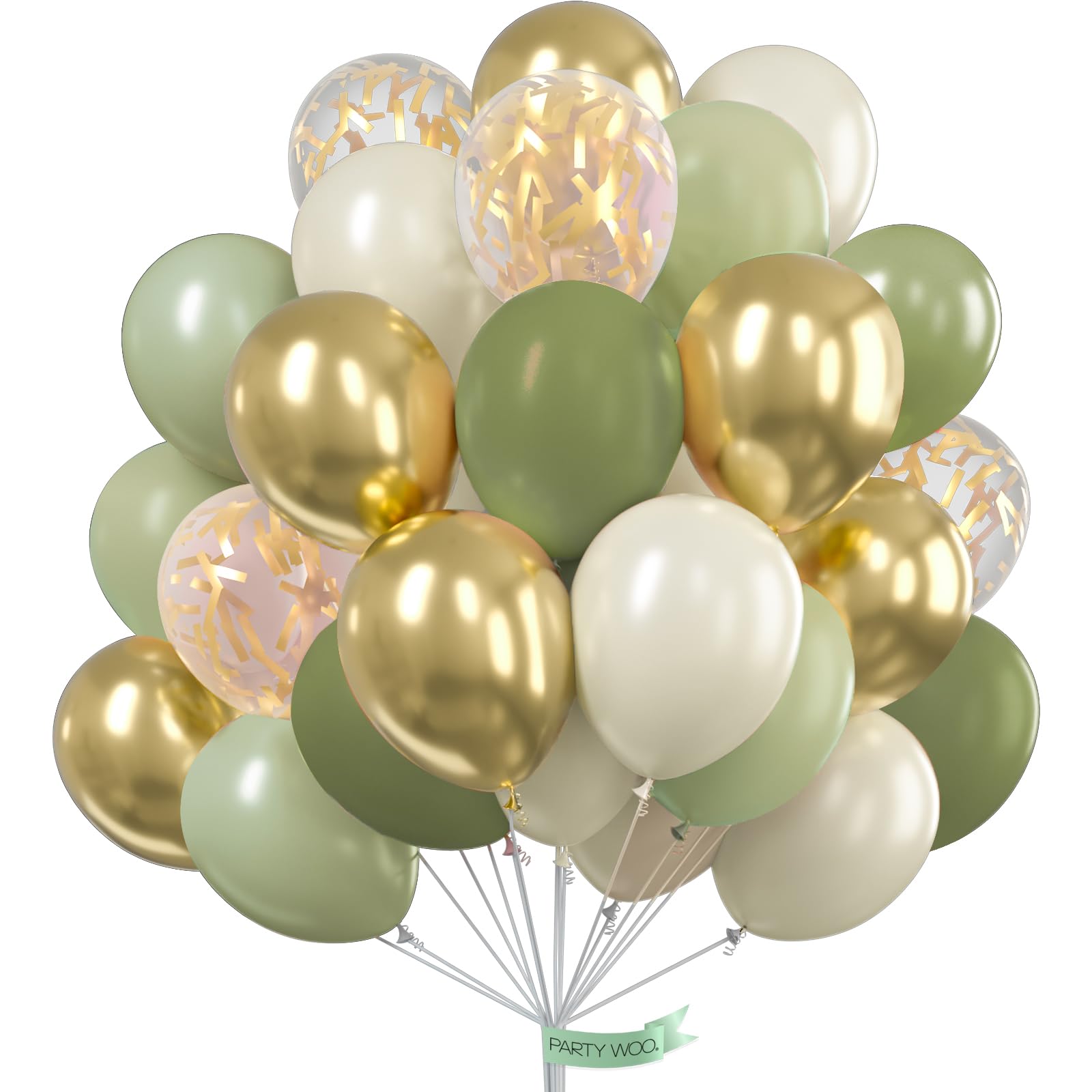 Amazon.com: PartyWoo Sage Green Balloons, 100 pcs 12 Inch Pack of White ...