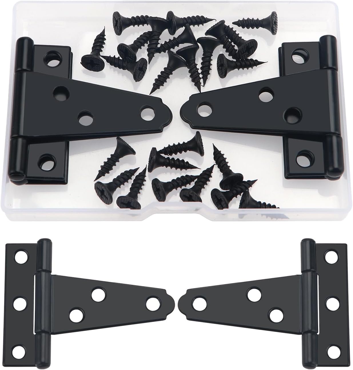 Foldable, Pack of 6 Heavy Duty Door Hinges, Black T Door Hinges for ...