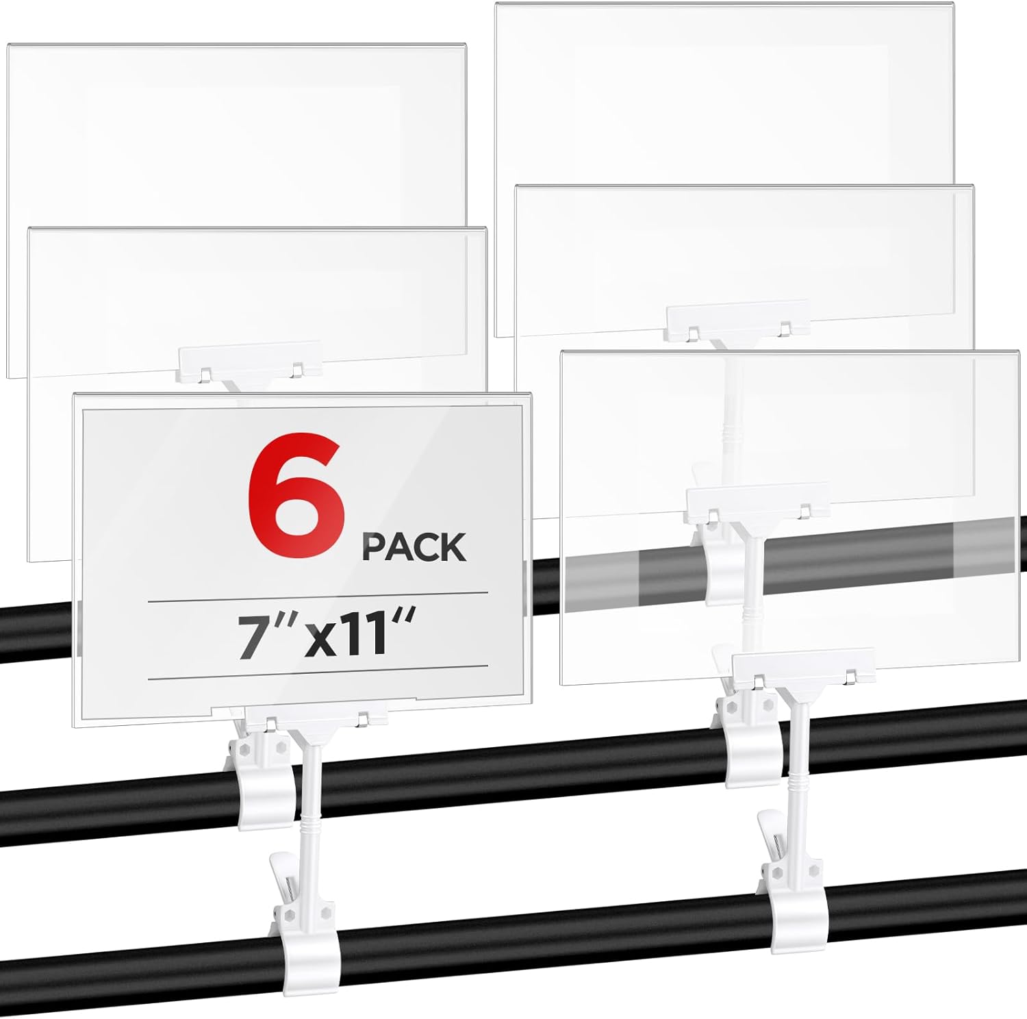 6 Pcs Acrylic Sign Holder with Clamp 7 x 11 Inch Clip on Double Head ...