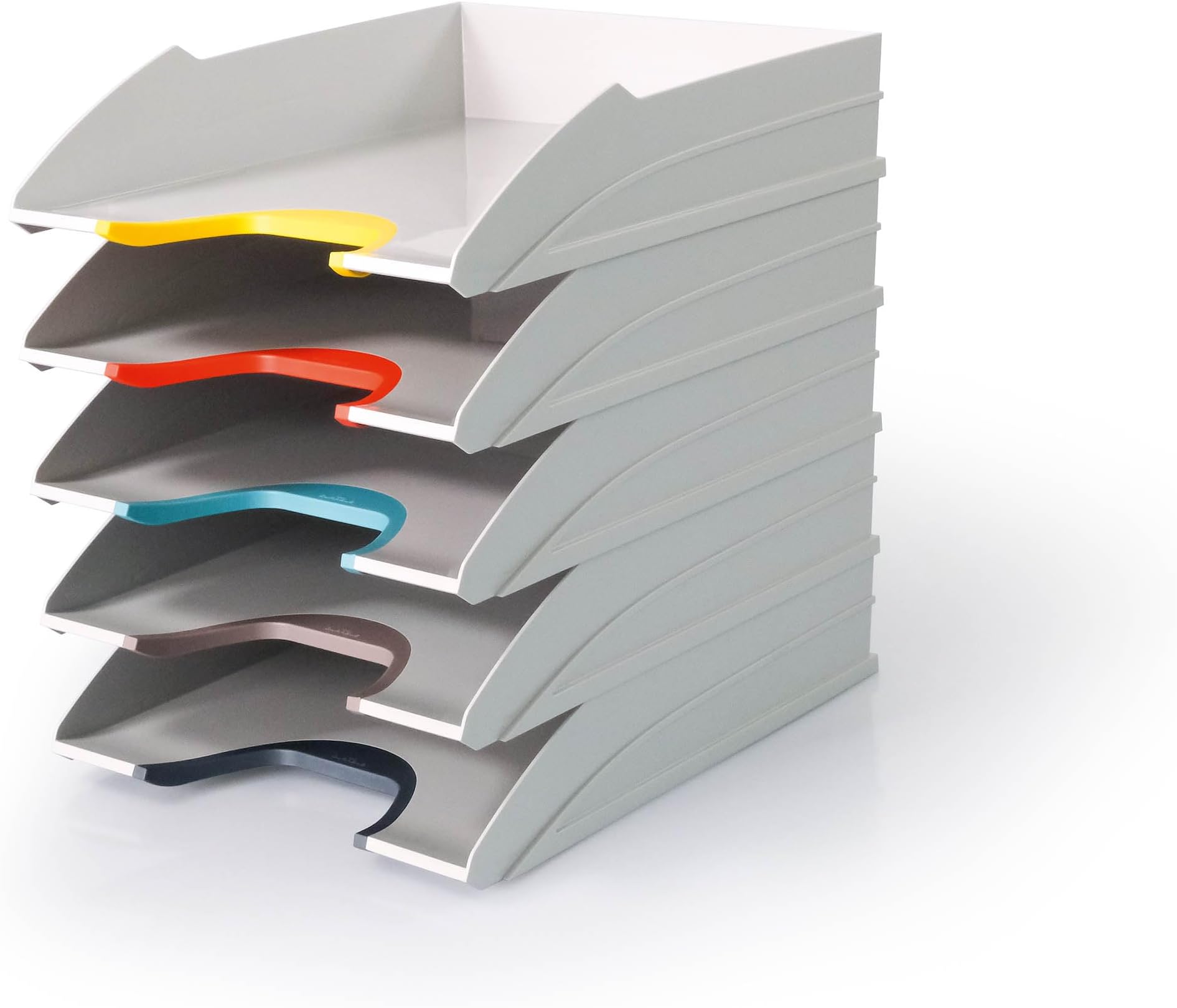 5 Star Grey A4 Plastic Letter File Trays, Including Risers. (3 Trays/2 ...