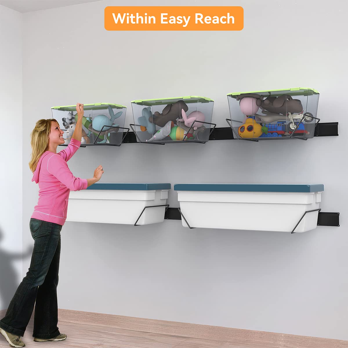 Snapklik.com : Ultrawall 96" Wall Mounted Tote Storage Rack, Garage ...