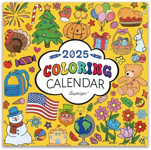 Amazon.com: Kids Coloring Calendar 2025 Learning At Home Monthly Wall ...