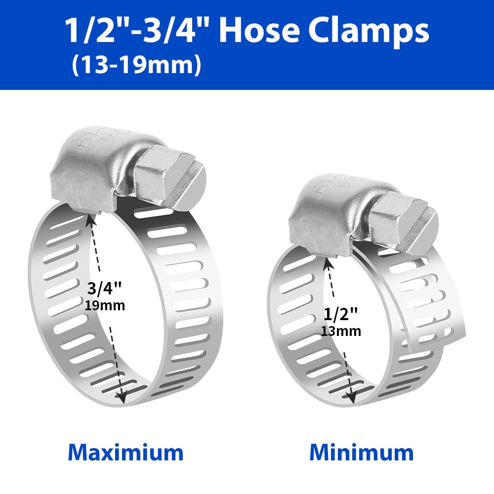 Snapklik.com : 20 Pieces 3/4 Inch Hose Clamps, Stainless Steel Hose ...