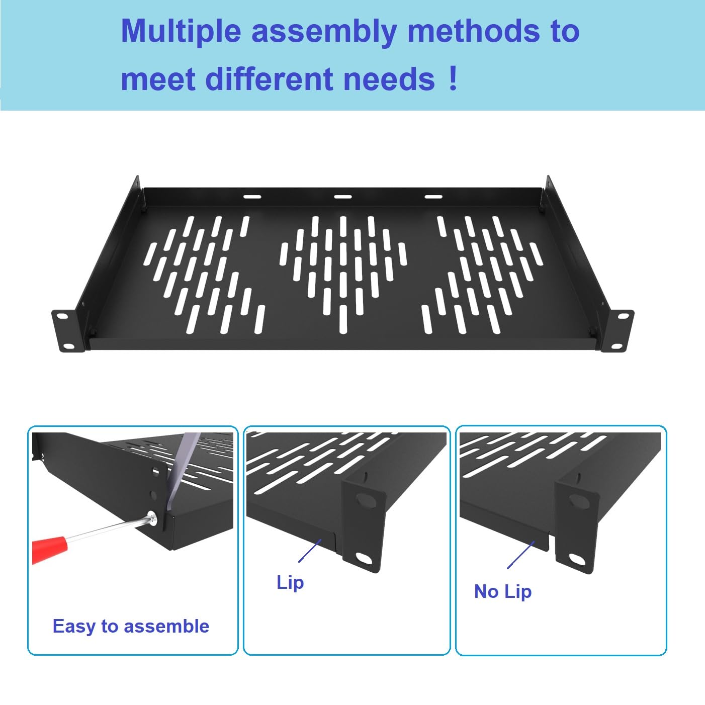 Snapklik.com : Beiyier 2PCS 1U Universal Server Rack Shelf, 10" Deep ...