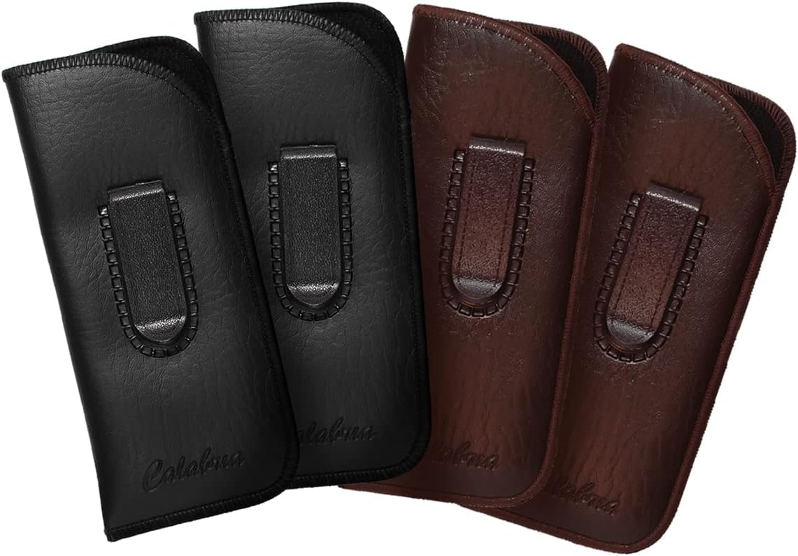 Amazon.com: Calabria Flap Eyeglass Case PU Leather w/Plastic Clip Black ...