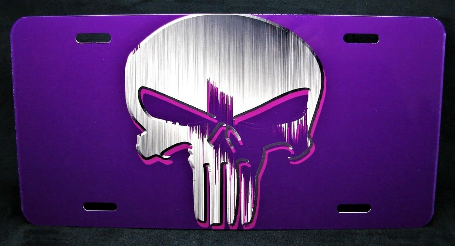 Amazon.com: Punisher Skull Metal CAR License Plate AUTOTAG, Abstract ...