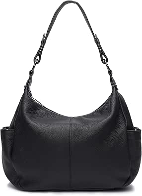 Amazon.com: Genuine Leather Purses for Women Black Hobo Bags Work ...