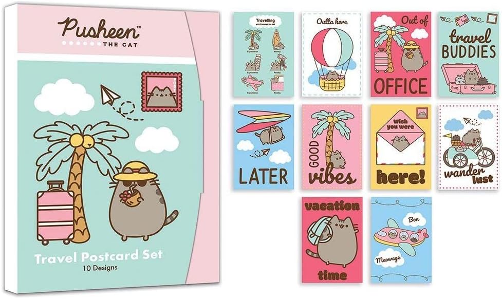 Amazon.com: Pusheen Travelling Postcard Set (Pack of 10) (One Size ...
