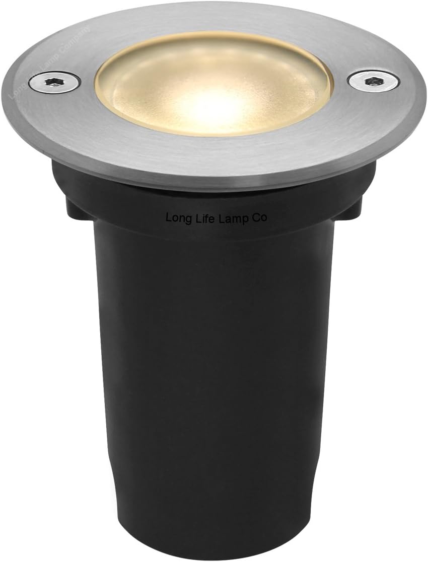 5w LED Outdoor Ground Light Round Warm White Brushed Chrome Finish ...