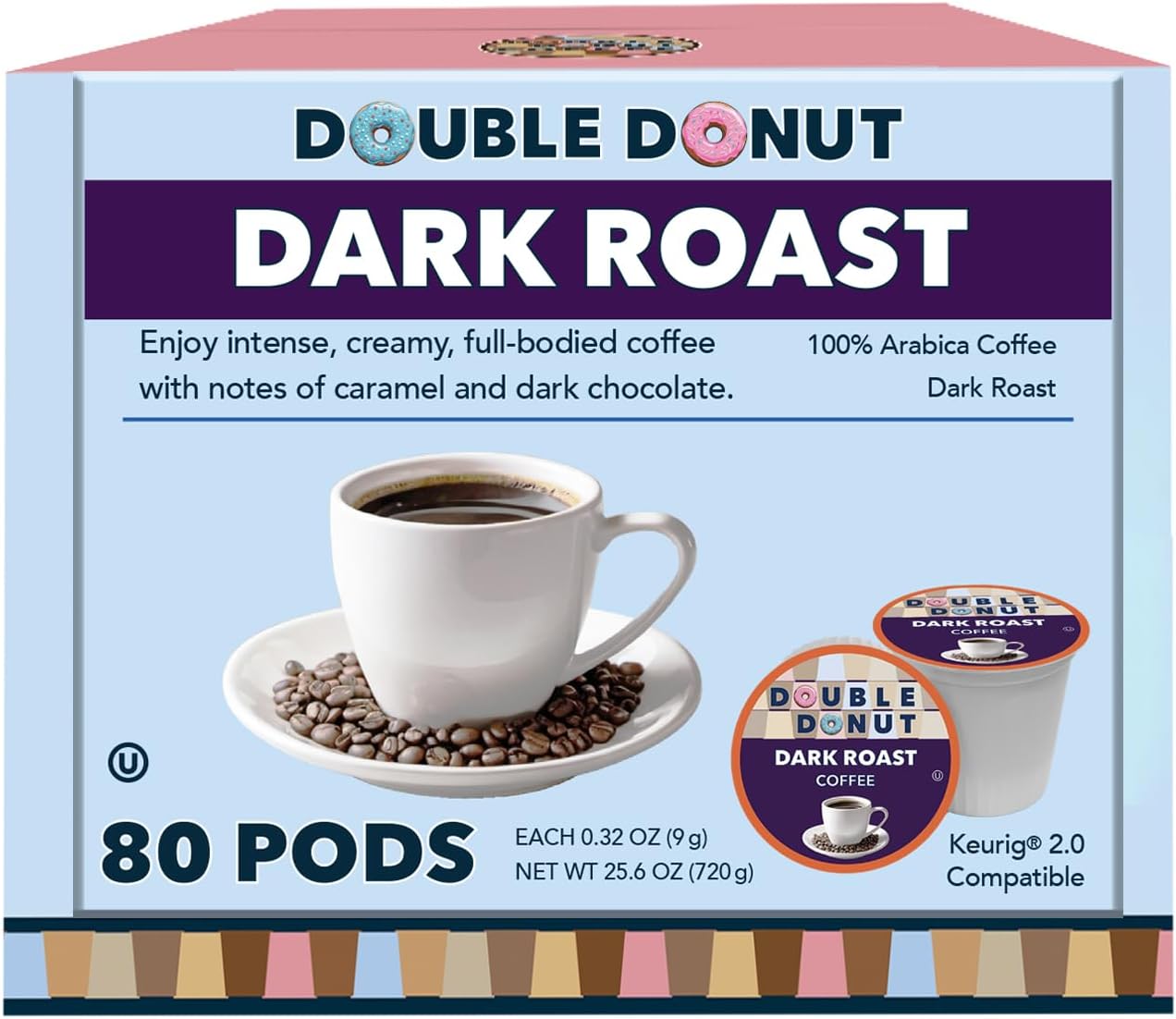 Amazon.com: Double Donut Dark Roast Coffee Pods, Extra Bold Blend ...