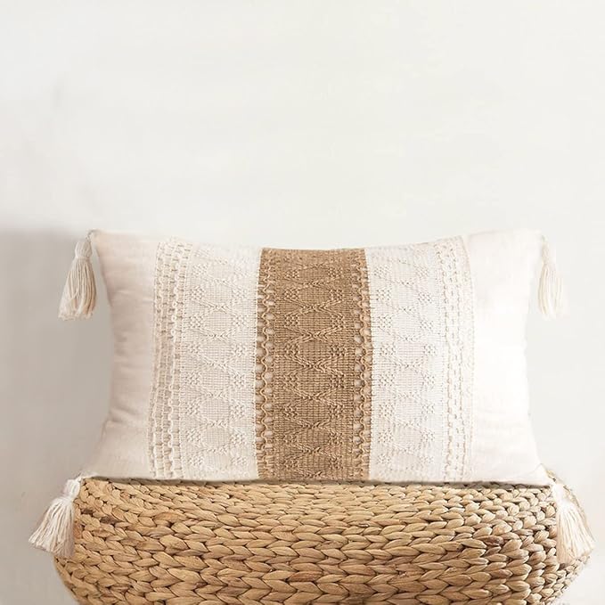 DUKYMIK Lumbar Housse de coussin décorative tissée style rustique pour ...