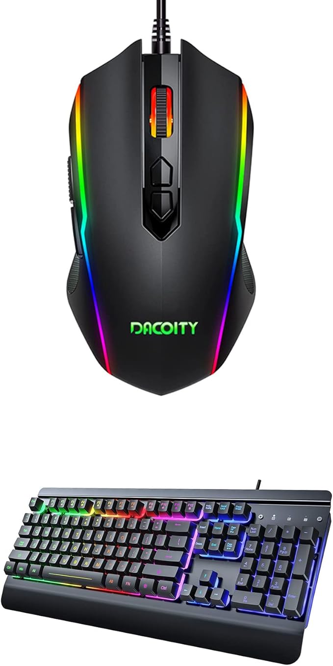 Amazon.com: Wired Gaming Keybroad and Mouse Cambo, Quiet Rainbow LED ...