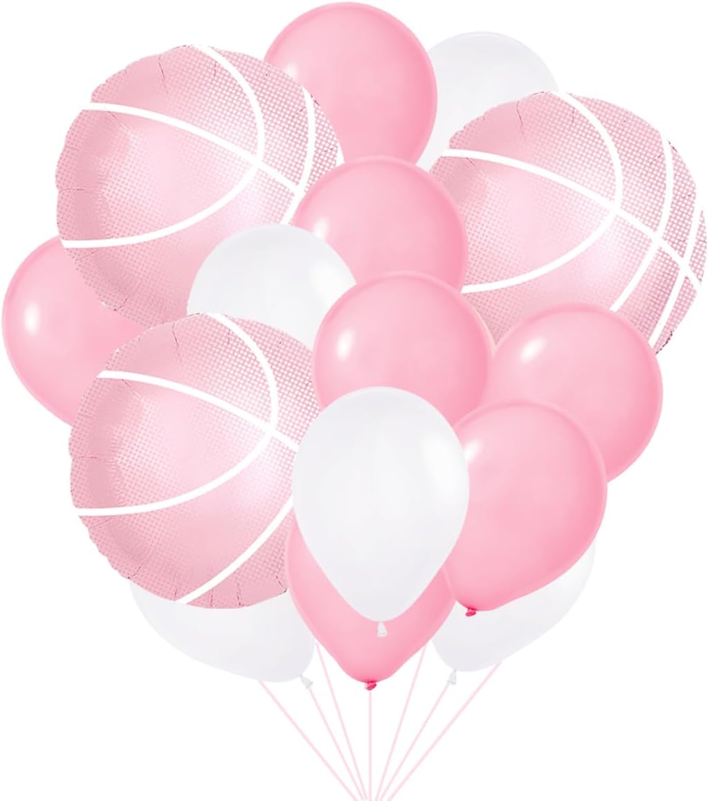 Amazon.com: Pink and White Basketball Balloon Girl Basketball Birthday ...