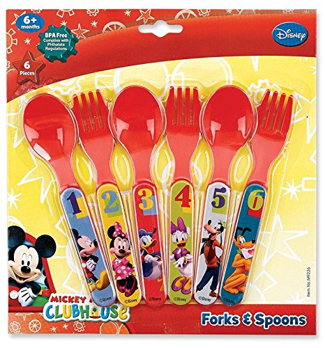 Amazon.com: Mickey Mouse Six Piece Fork & Spoon Set : Baby