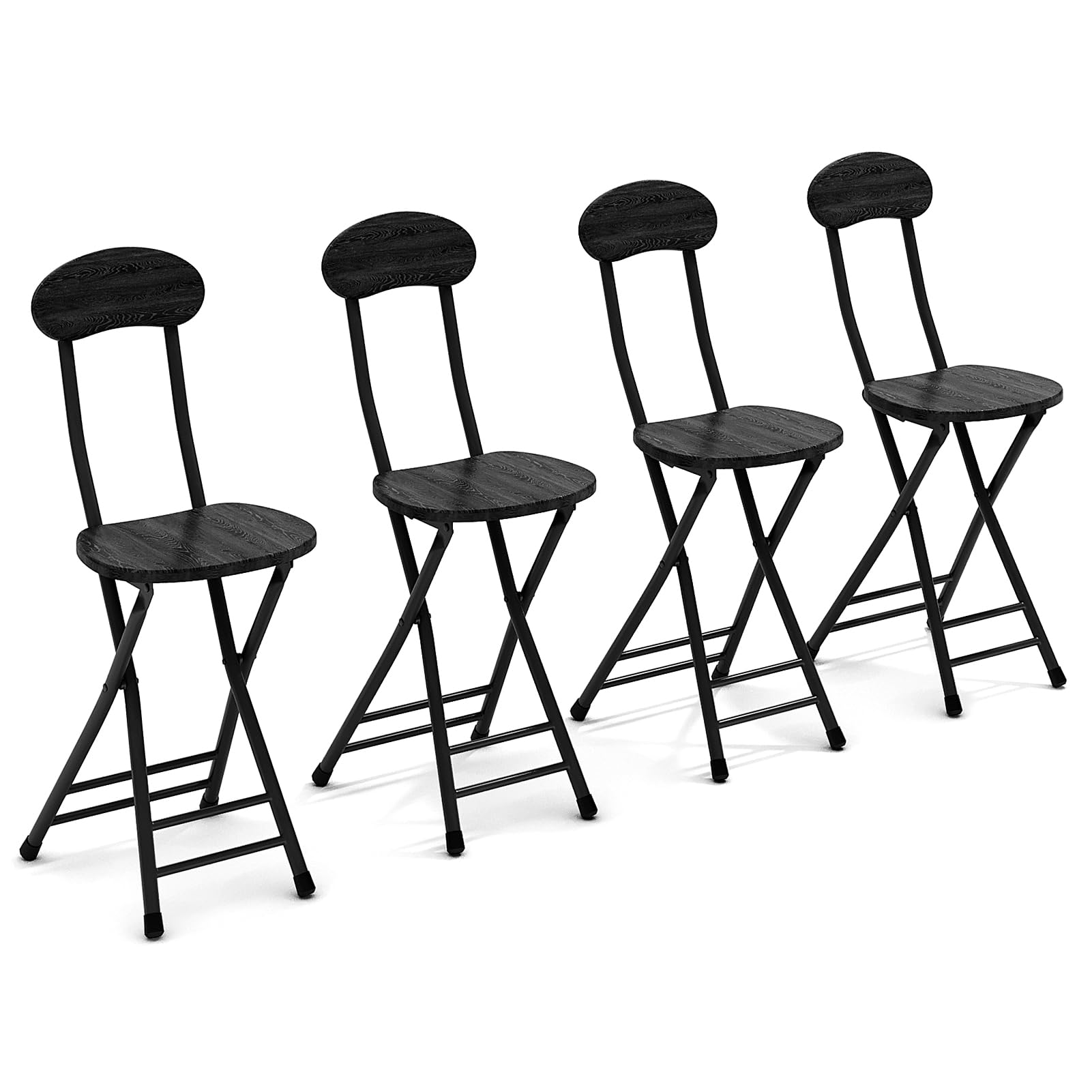 Warmiehomy Set of 4 X Folding Chair Home Black Dining Kitchen Chair ...