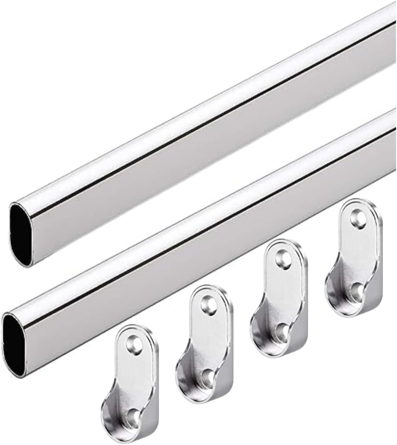 Amazon.com: Oval Closet Rod with End Supports 24" - Chrome - 2 Pack ...