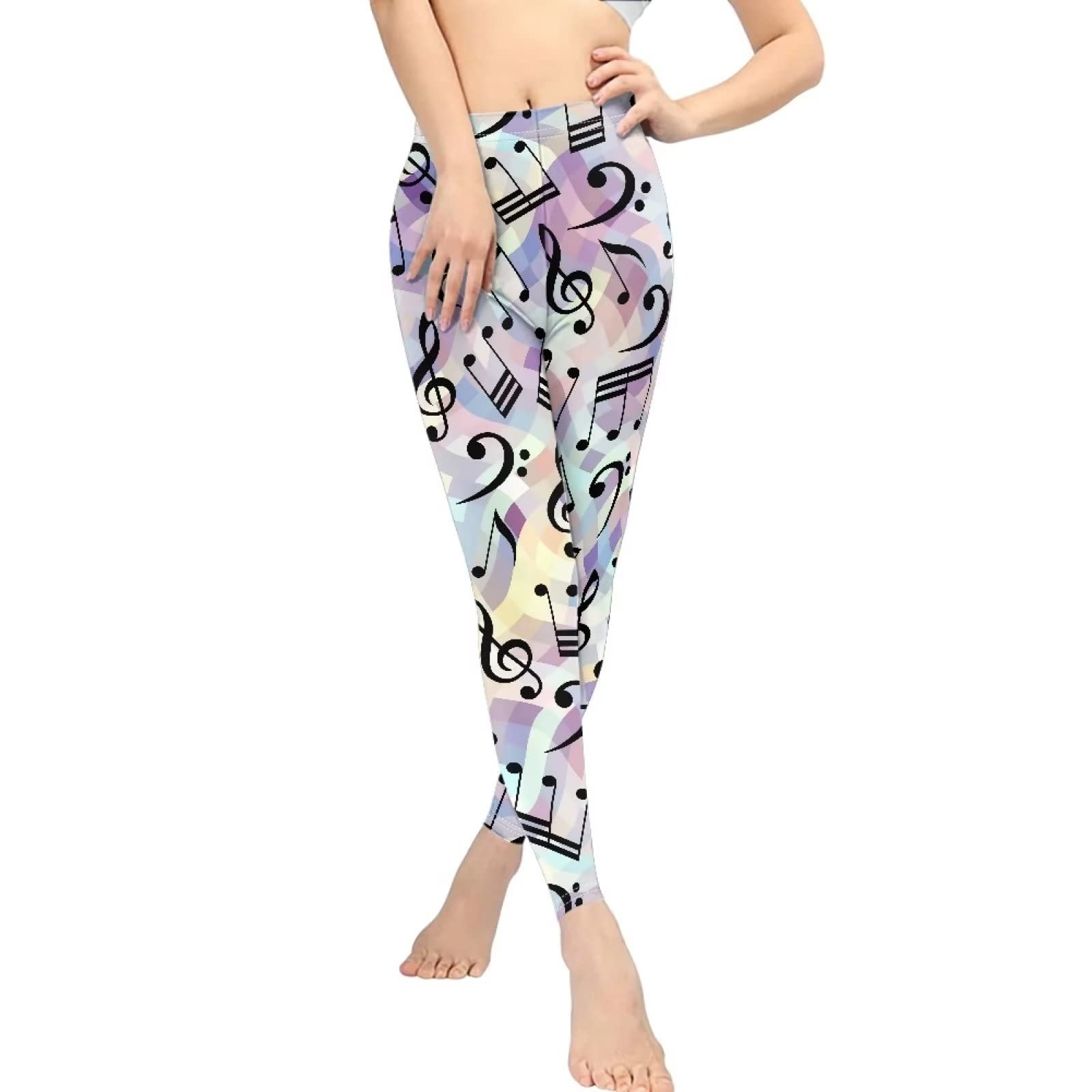Snapklik.com : Musical Note Women Yoga Legging Sports High Waist Tummy ...