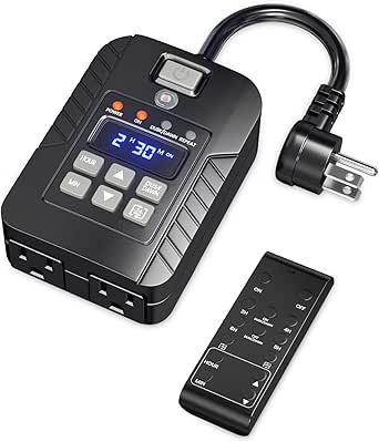 TobeBright Digital Outdoor Light Timers Waterproof, Remote Control Dusk ...