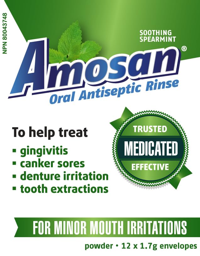 Amosan Oral Antiseptic Rinse - Spearmint : Amazon.ca: Health & Personal ...