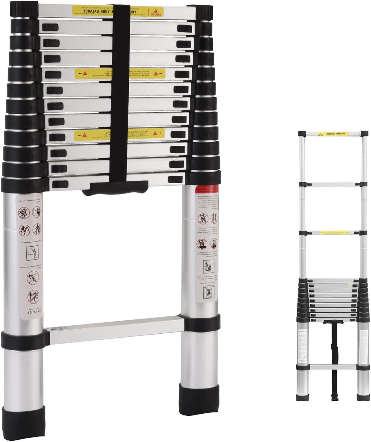 12.5FT Telescoping Ladder Aluminum Step Ladder Portable Extension ...